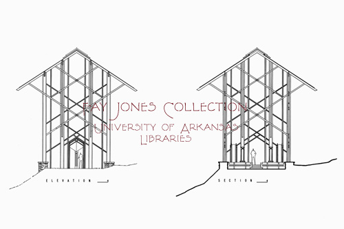 Thorncrown Chapel Section Drawing Sketch Coloring Page